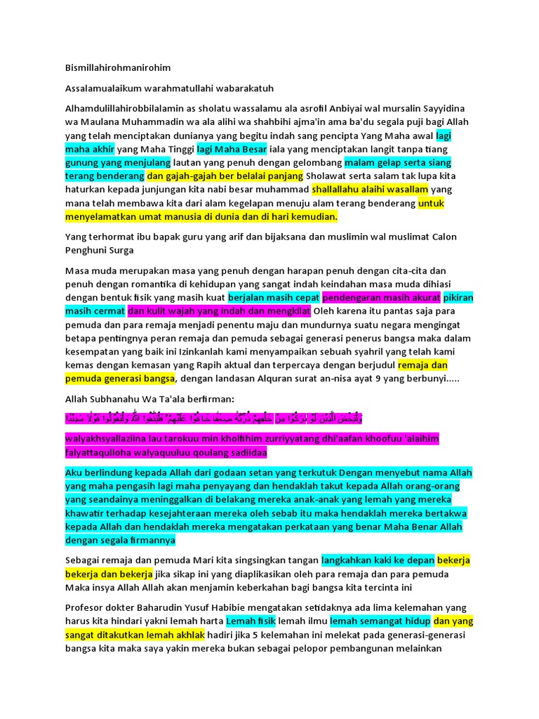 Teks Syahril Qur An Irma 2023 | PDF