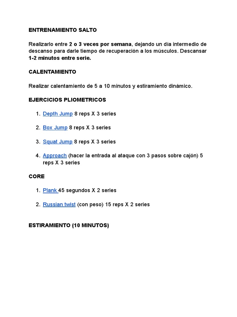 Entrenamiento Salto | PDF | Historia