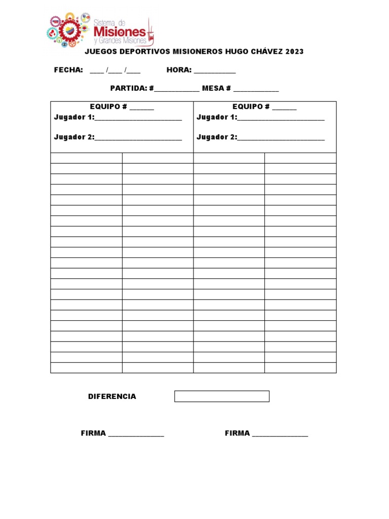 Planilla Oficial Domino | PDF | Finanzas y dinero