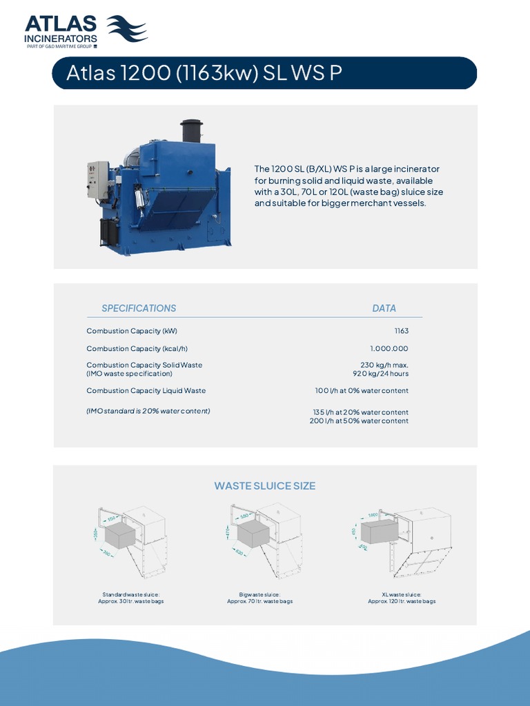 Atlas 1200 1163kw SL Ws P With Waste Sluice | PDF | Incineration ...