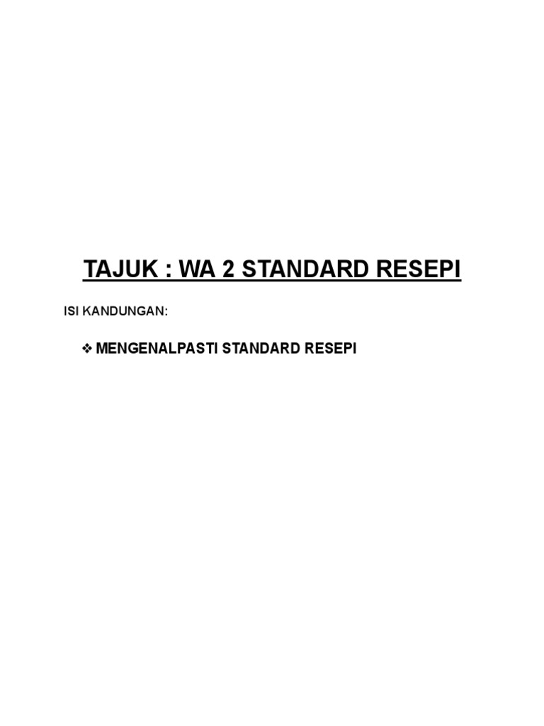 Cu3 Wa2 Standard Resepii | PDF