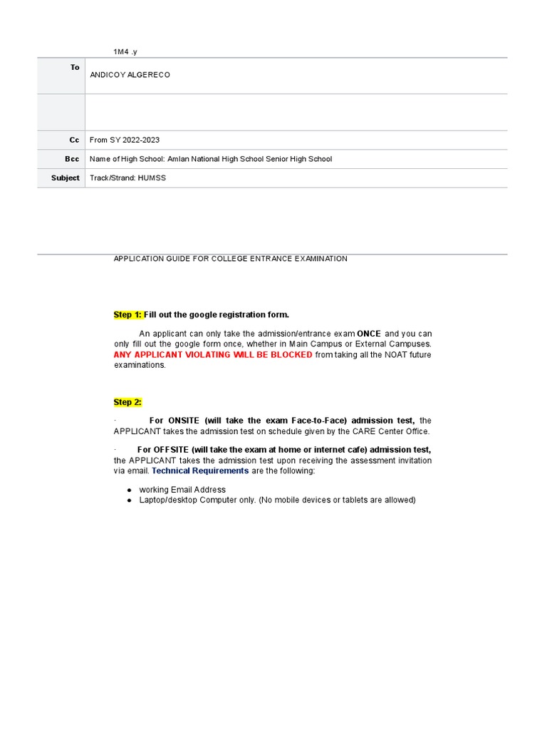 NORSU Application Guidelines 2023 | PDF