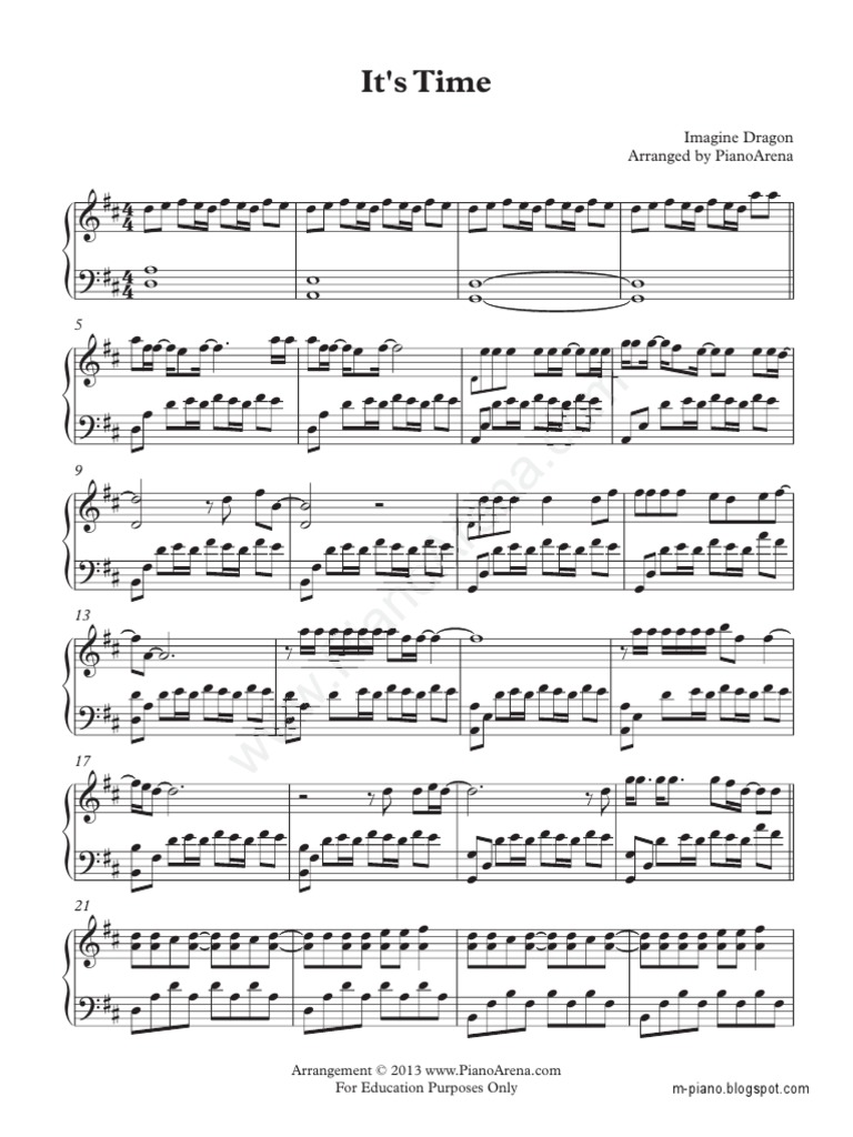 Imagine Dragons It S Time Pianoarena | PDF