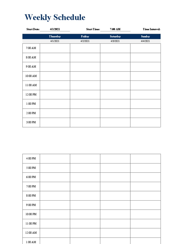 Weekly Schedule Template | PDF
