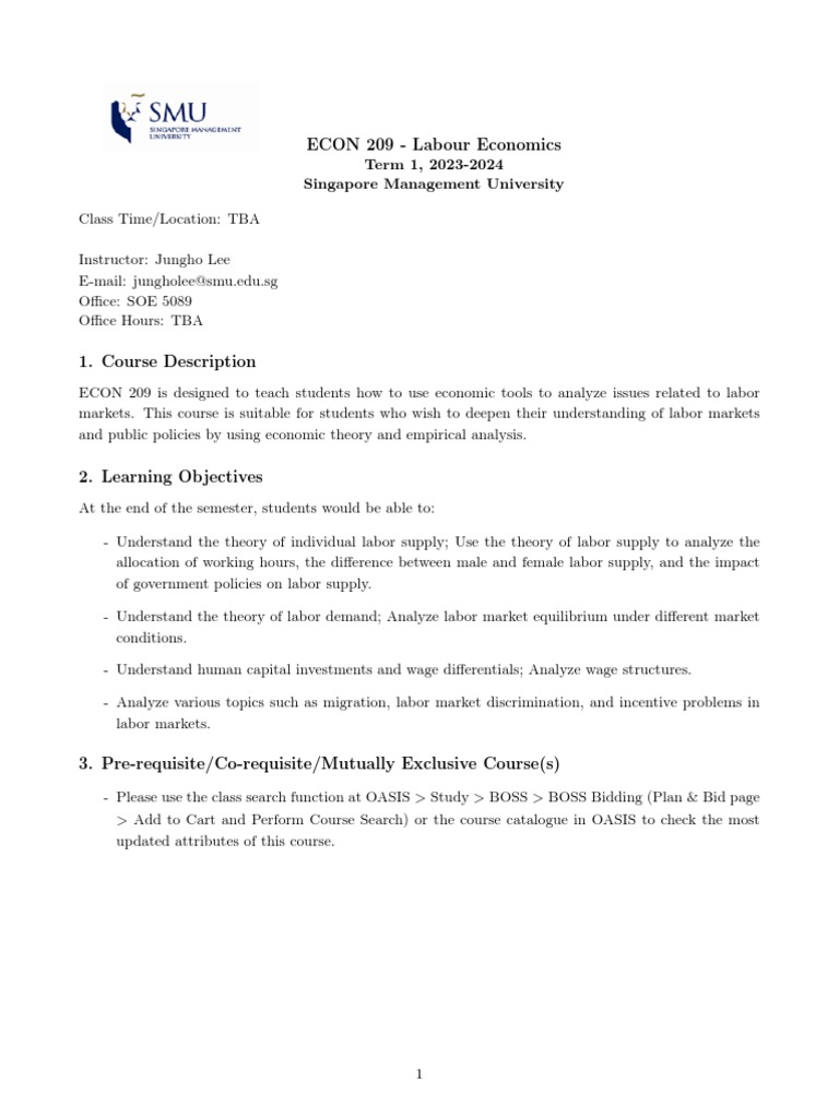 Econ209 - Jungho Lee | PDF