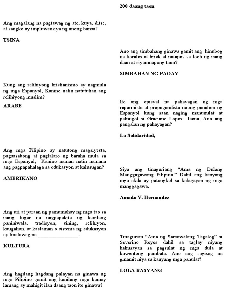 Ap Quiz Bee Questions | PDF