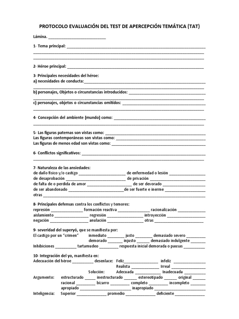Protocolo Evaluacion TAT | PDF
