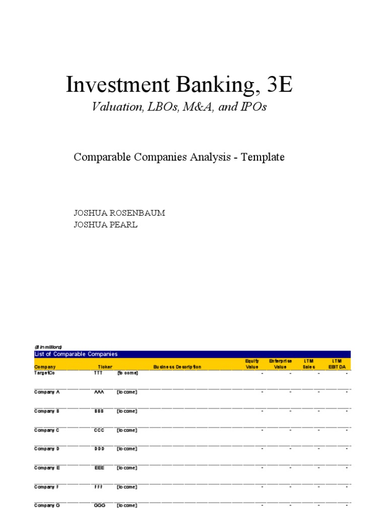 Comparable Companies 3E Template | PDF | Income Statement | Dividend