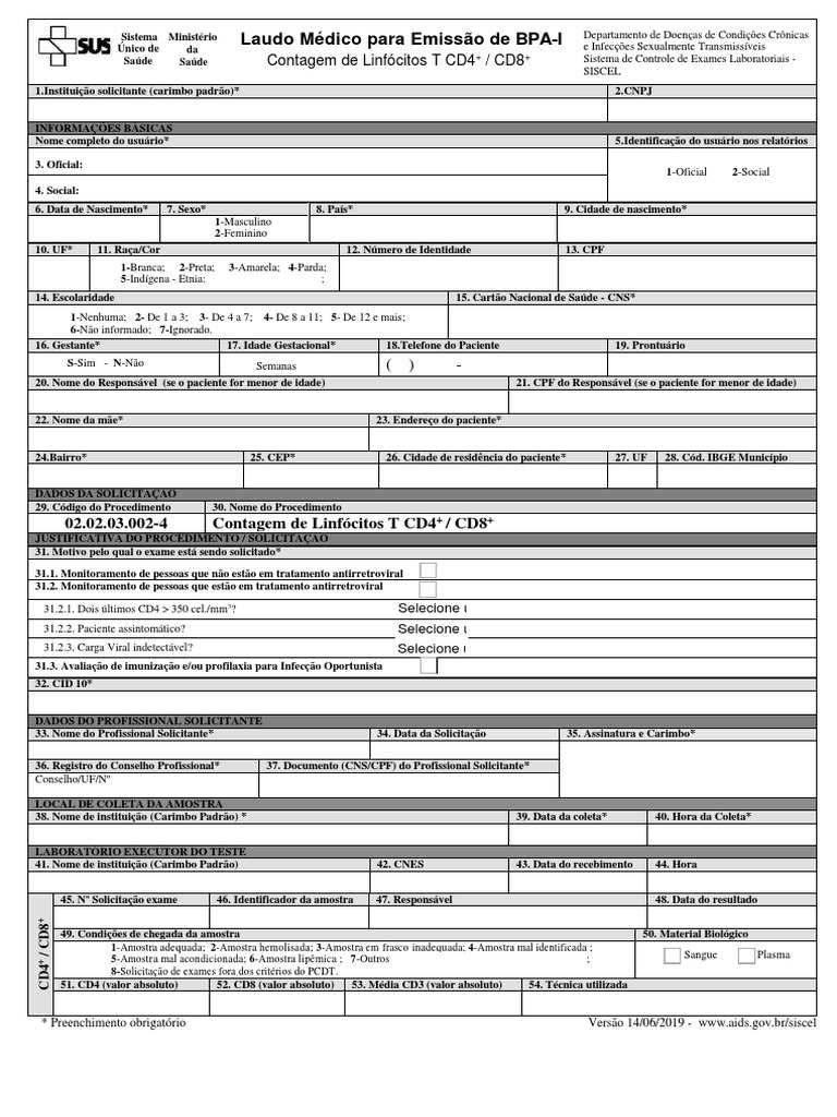 Ficha HIV CD4-CD8 | PDF | Gestão do HIV/Aids | Ciências da Saúde