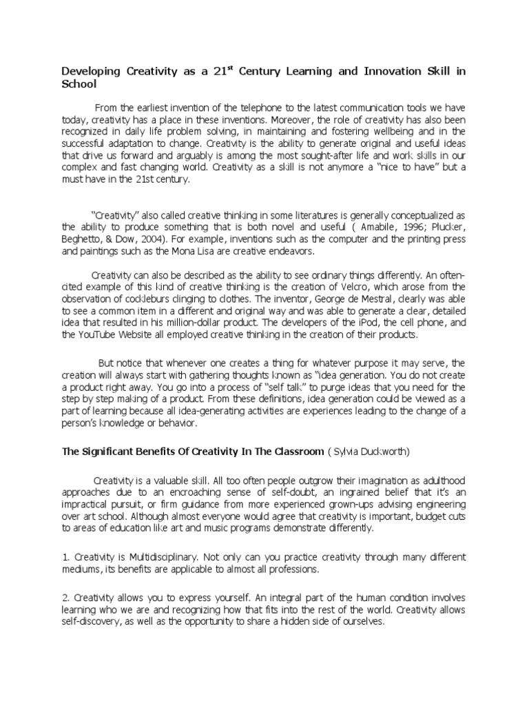 Developing Creativity | PDF