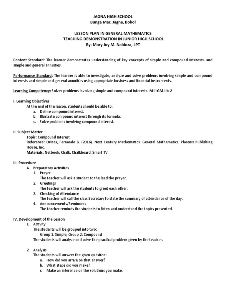 SHS Teaching Demo Lesson Plan | PDF | Career & Growth