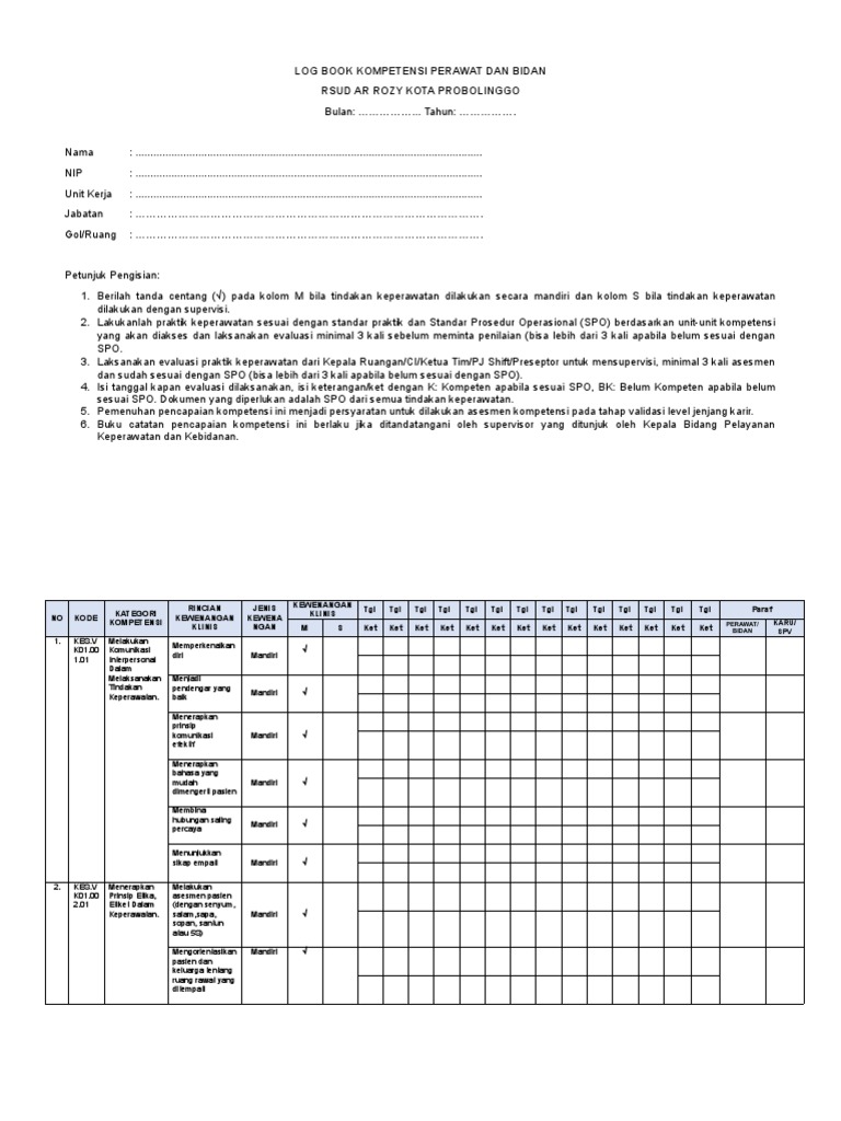 Log Book Kompetensi Perawat dan Bidan | PDF