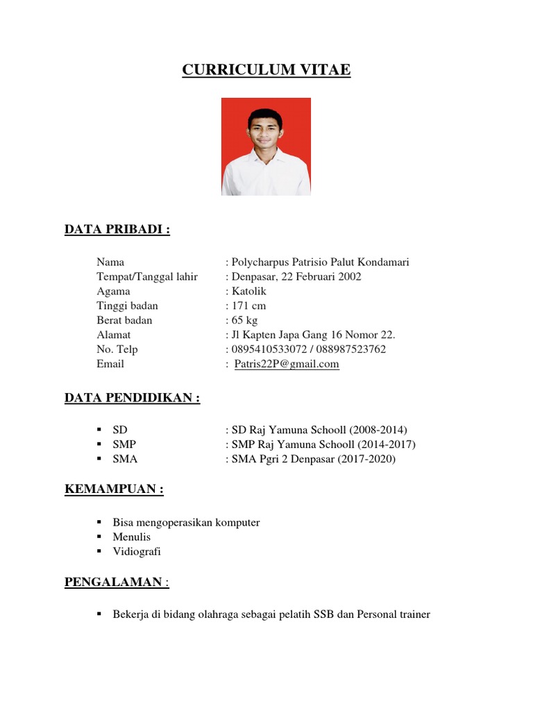 Curriculum Vitae: Data Pribadi | PDF