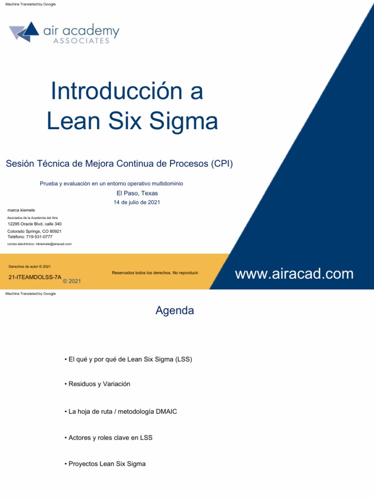 1-2 - Introduction-to-Lean-Six-Sigma ESPAÑOL | PDF | Six Sigma | Business