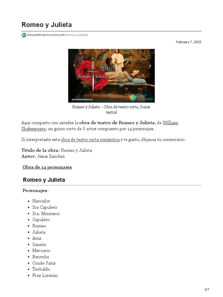 Romeo y Julieta | PDF | Romeo y Julieta | Juegos de tragedia