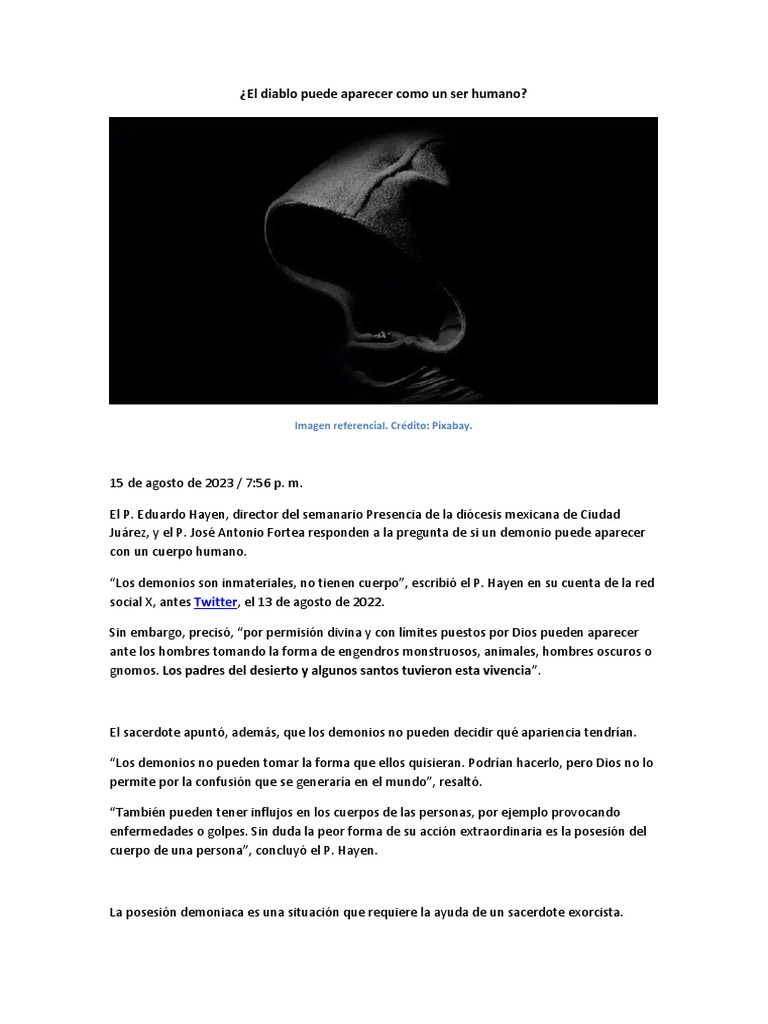 El Diablo Puede Aparecer Como Un Ser Humano | PDF | Demonios | Creencia ...
