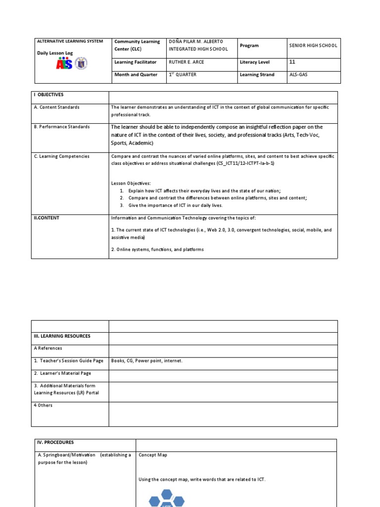 4as DLL SHS ALS1 | PDF | Educational Technology | Learning