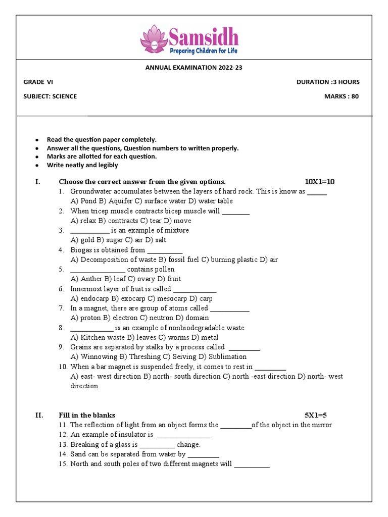 6 Science Final | PDF