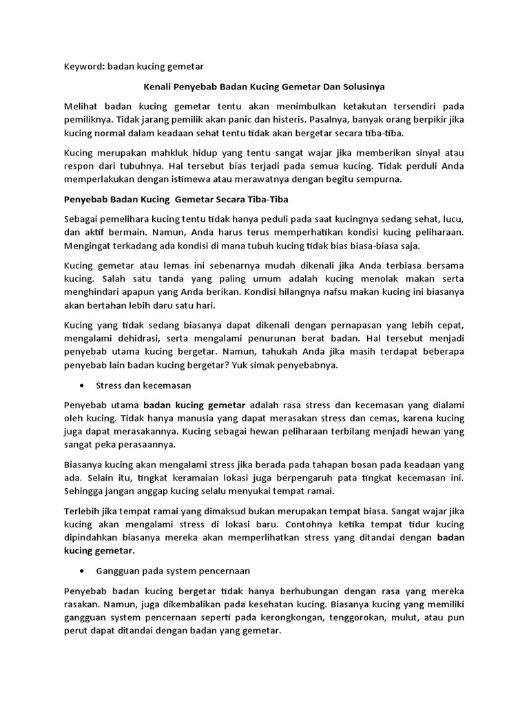 Kucing Gemetar Dan Antispetik Kucing | PDF