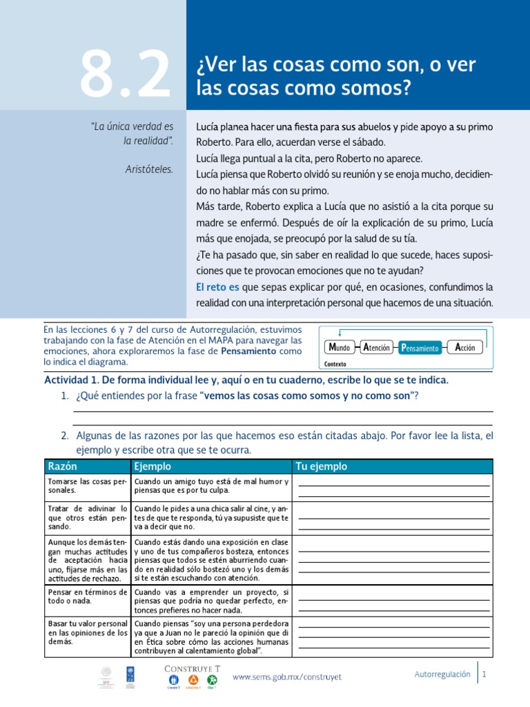 8.2 E Ver Las Cosas Como Son 2c o Ver Las Cosas Como No Son RU R3 | PDF