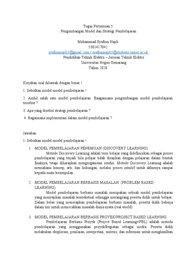 Tugas Pertemuan 5 Desain Dan Pembelajaran | PDF
