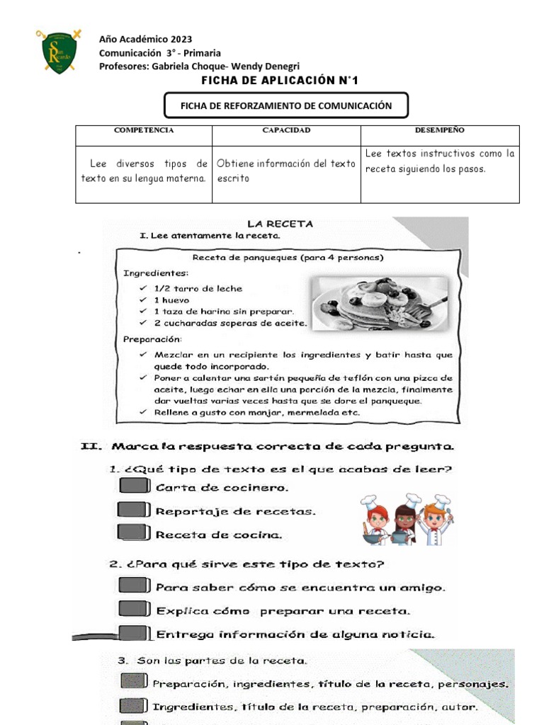 FICHA DE REFORZAMIENTO DE COMUNICACIÓN N° 1 | PDF