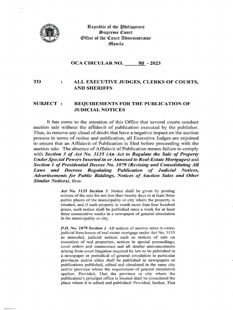 OCA Circular No. 80-2023 | PDF | Law