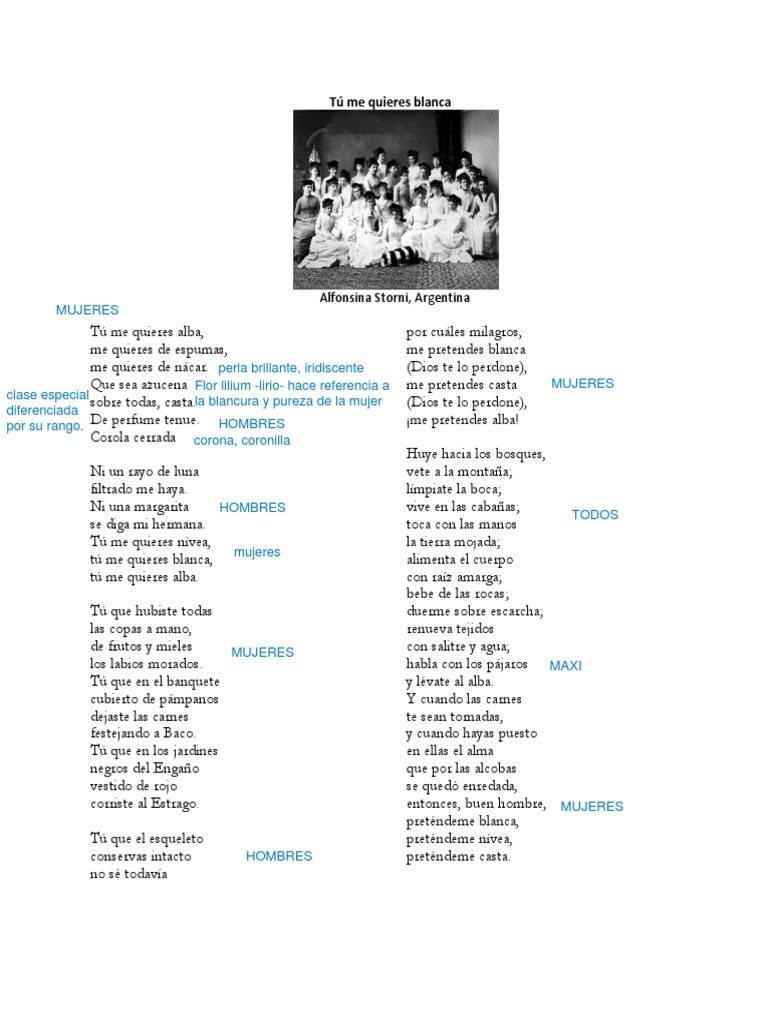 7 1 Tú Me Quieres Blanca Alfonsina Storni Argentina Pdf