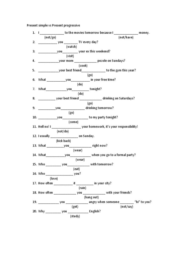 Present Simple vs Progressive Quiz | PDF