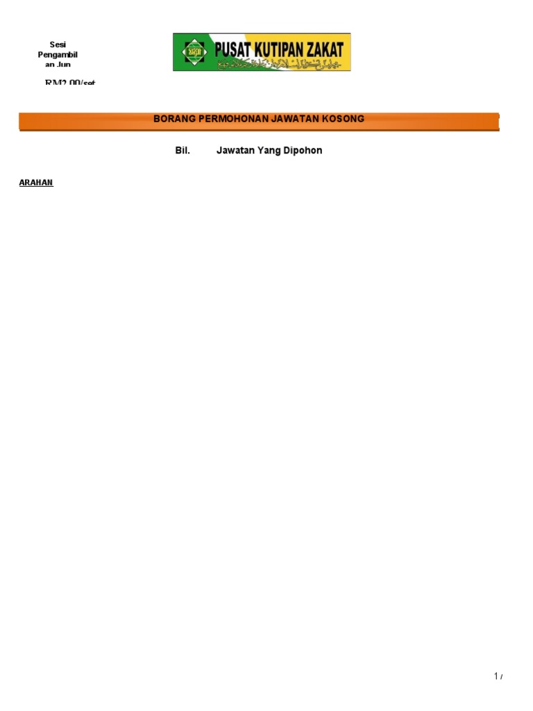 Dokumen - Tips Contoh Borang Jawatan Kosong | PDF