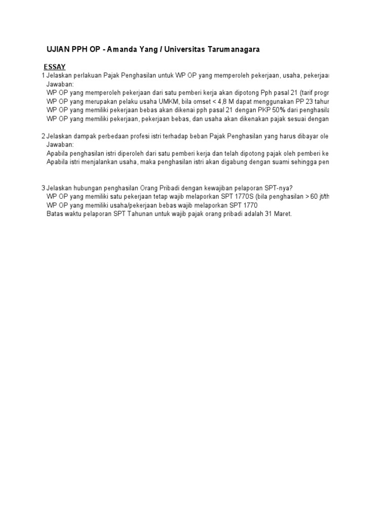 Jawaban UJIAN PPH OP - Amanda Yang | PDF