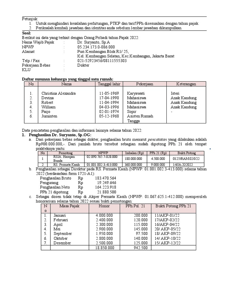 Soal Latihan Dr. Suryanto. Sp.A | PDF