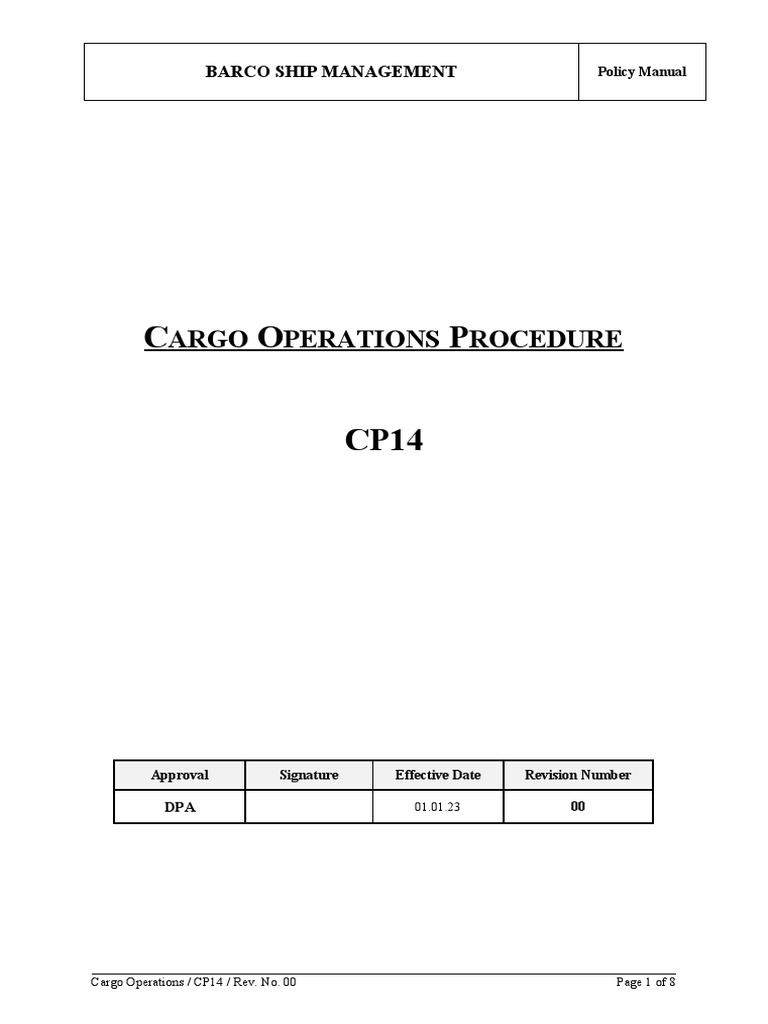 Cargo Operations Procedure Manual | PDF | Oil Tanker