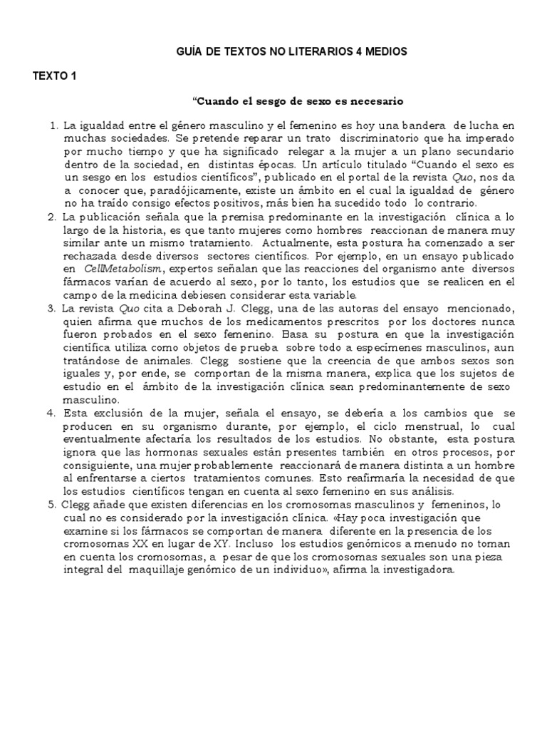Guía de Textos No Literarios 4 Medios | PDF | Relaciones personales ...