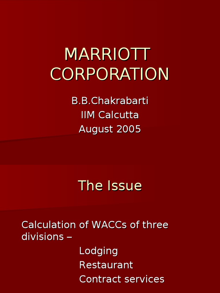Marriott Corporation | PDF | Beta (Finance) | Equity (Finance)