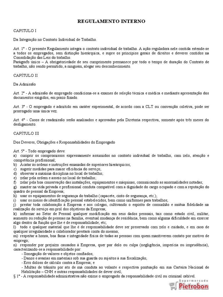 Regimento Interno Modelo | PDF