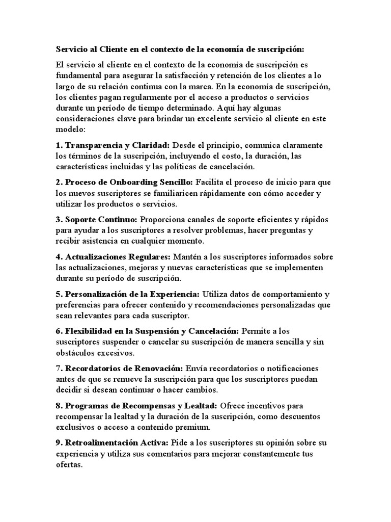 Servicio Al Cliente en El Contexto de La Economía de Suscripción | PDF ...