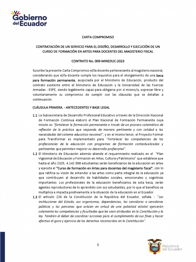 Carta Compromiso ARTES | PDF