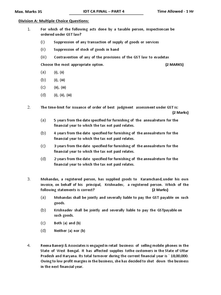 Block 4 Question Paper | PDF