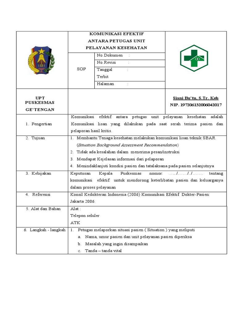 Komunikasi Efektif di Puskesmas Ge’tengan | PDF | Sains & Matematika