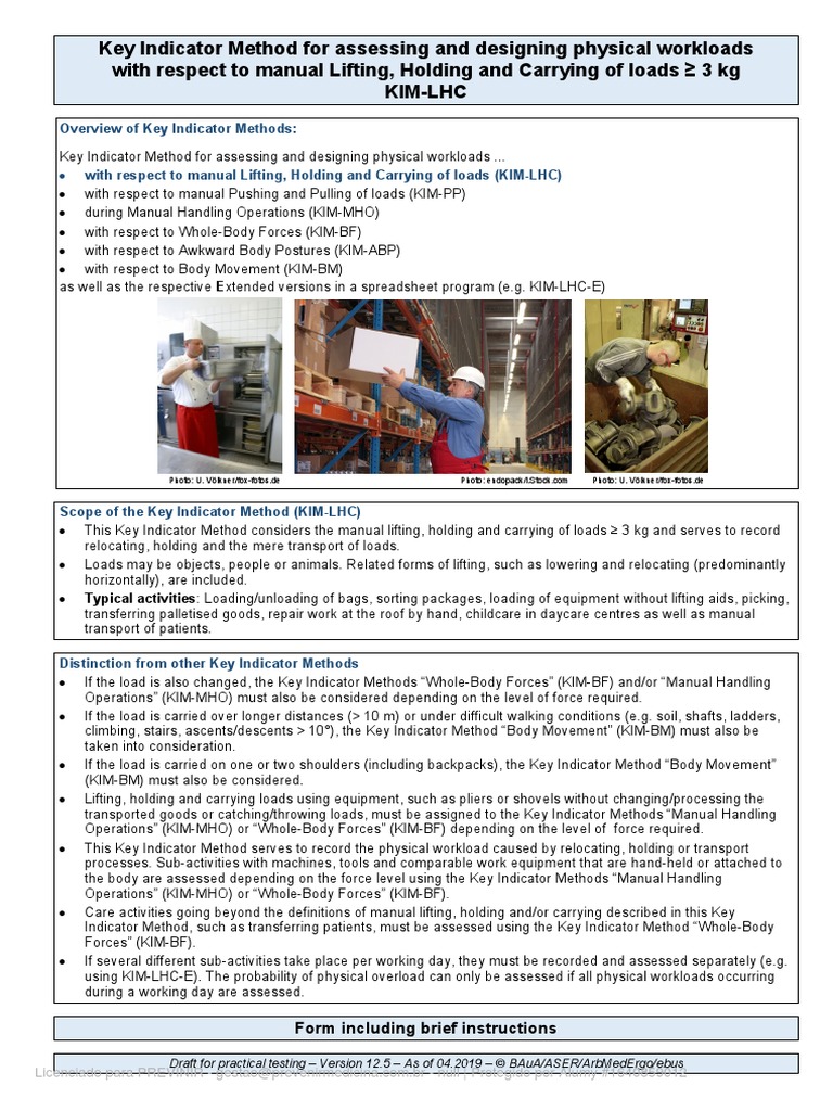 Key Indicator Method for Manual Handling | PDF | Risk
