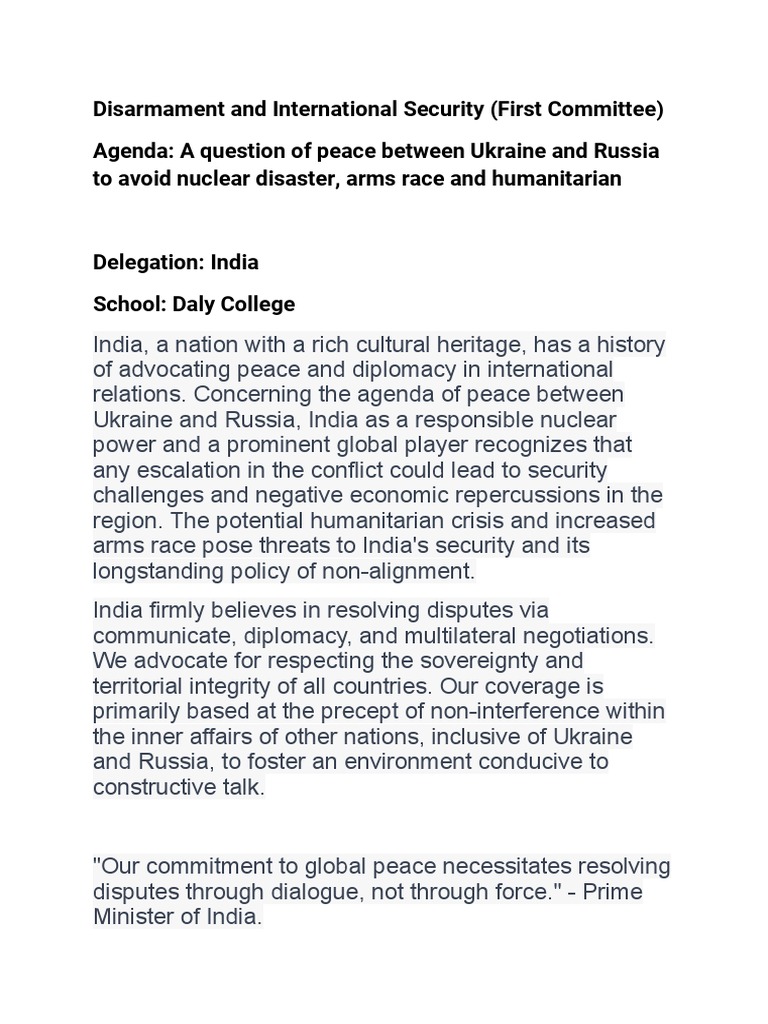 India Disec Position Paper | PDF