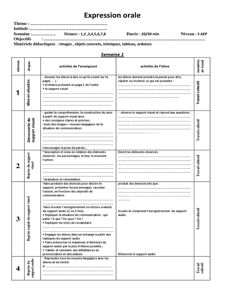 Fiche Type Expression Orale | PDF | Maison et jardin