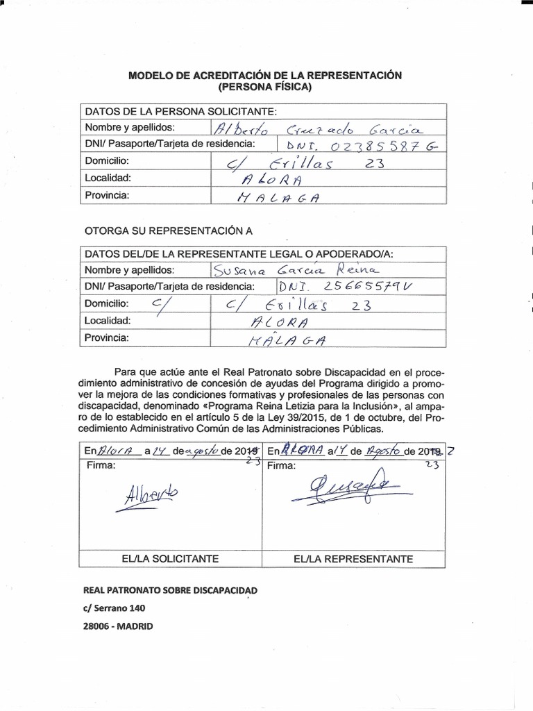 Documento Acreditativo de Representación Legal 2023 | PDF