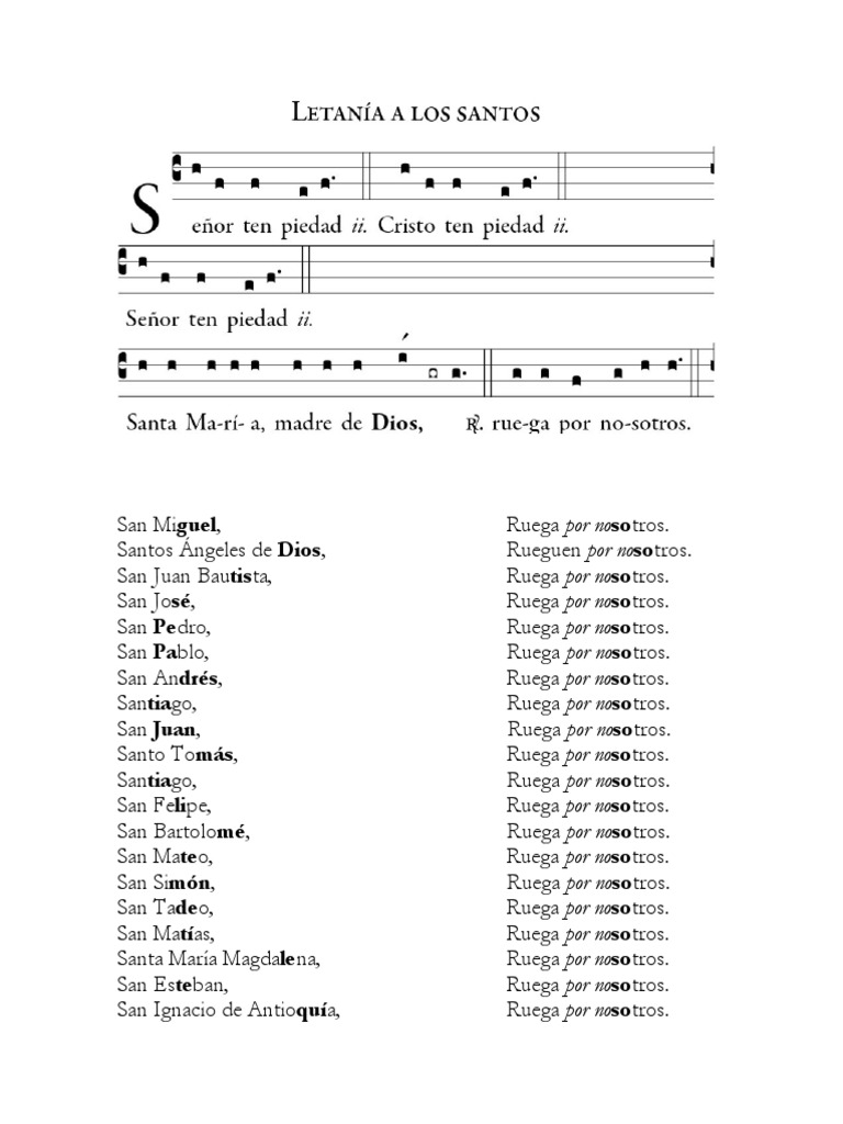 Letanía de Todos los Santos | PDF | Santos cristianos | Iglesia Católica