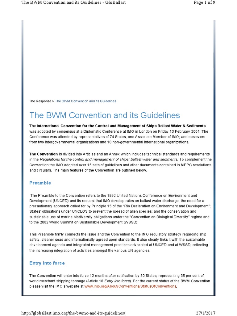 BWM Convention - Guidelines | PDF