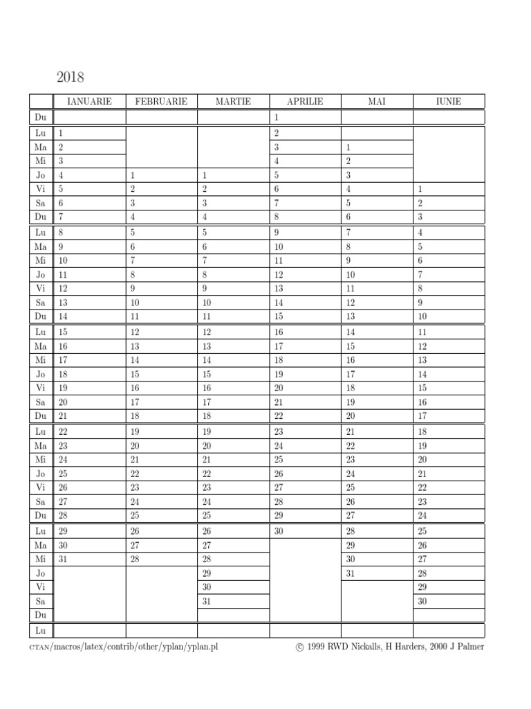 2018 Calendar Semestrial | PDF