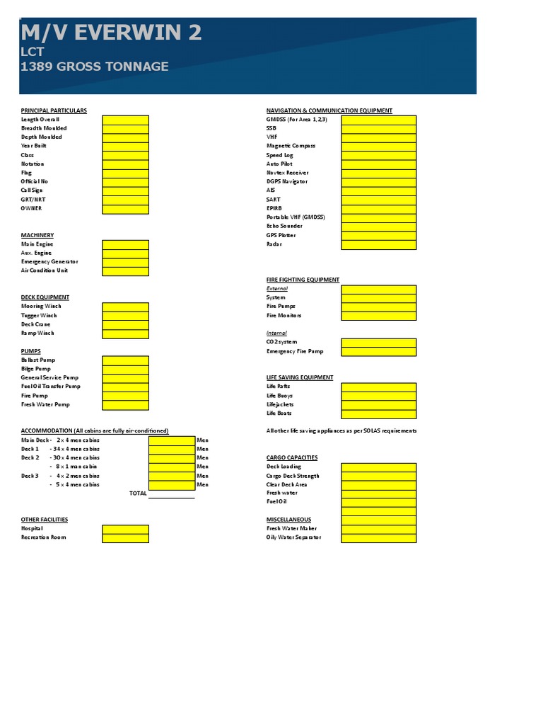 LCT - MV Everwin 2 | PDF