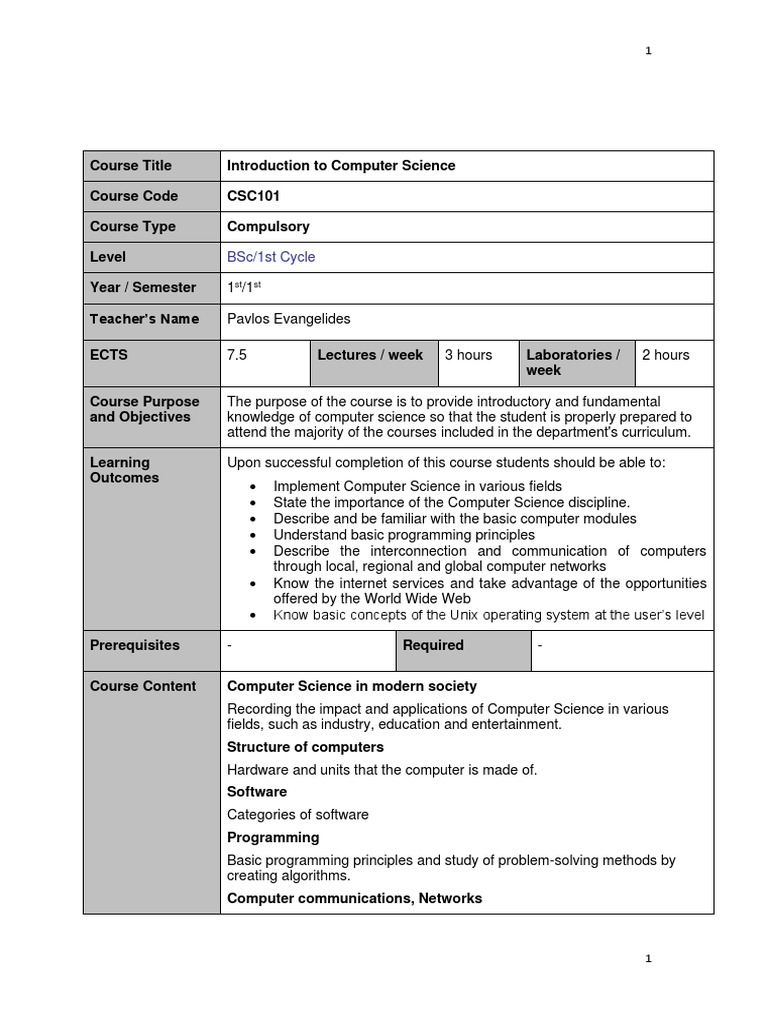 CSC 101 | PDF | Computer Science | Computer Programming