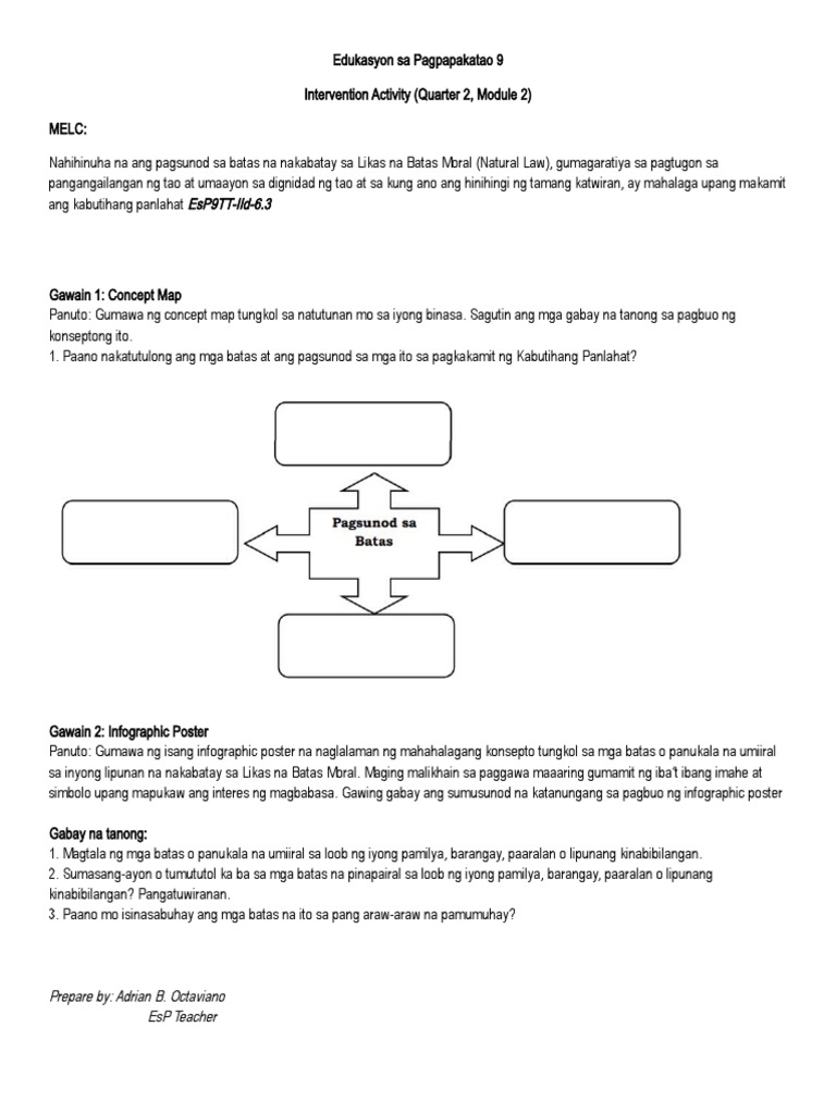 EsP 9 Intervention Activity (Quarter 2, Module 2) | PDF